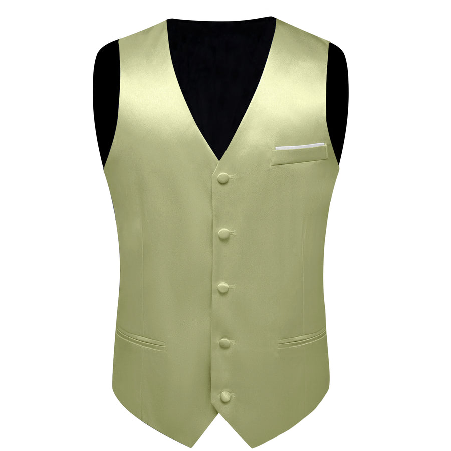 Avocado Green Solid Silk Vest Set - 4 Piece – Sophisticated Gentlemen