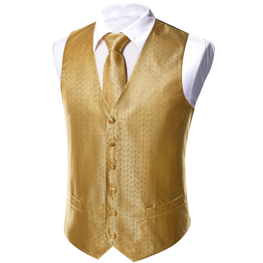 Golden Woven Silk Vest Set – Sophisticated Gentlemen