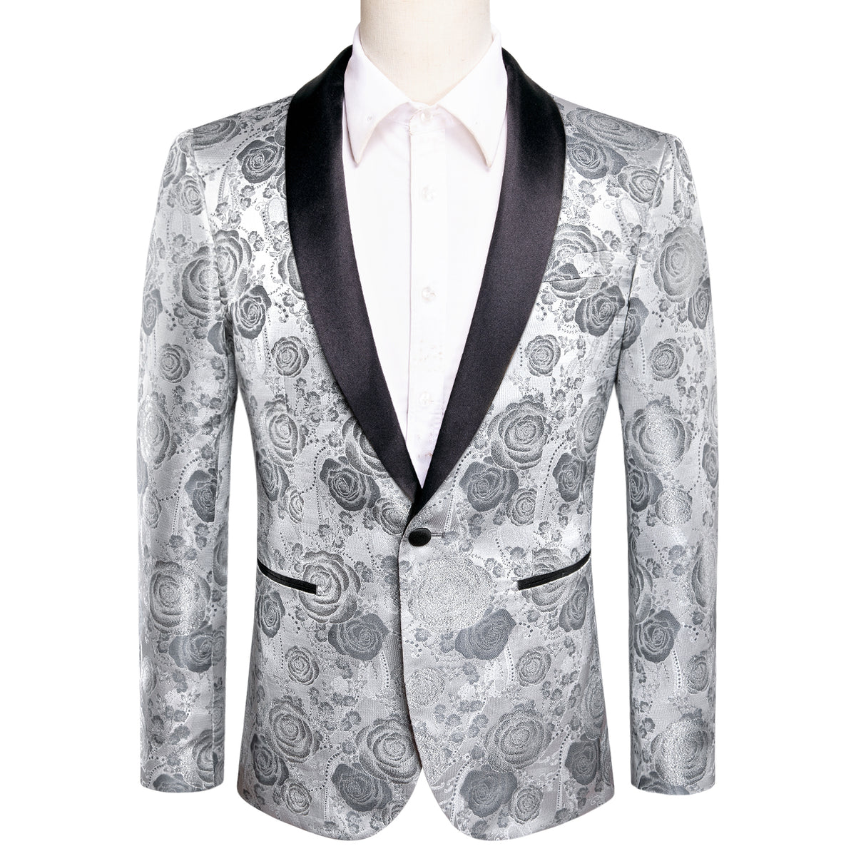 Silver Roses Floral Tuxedo Jacket – Sophisticated Gentlemen