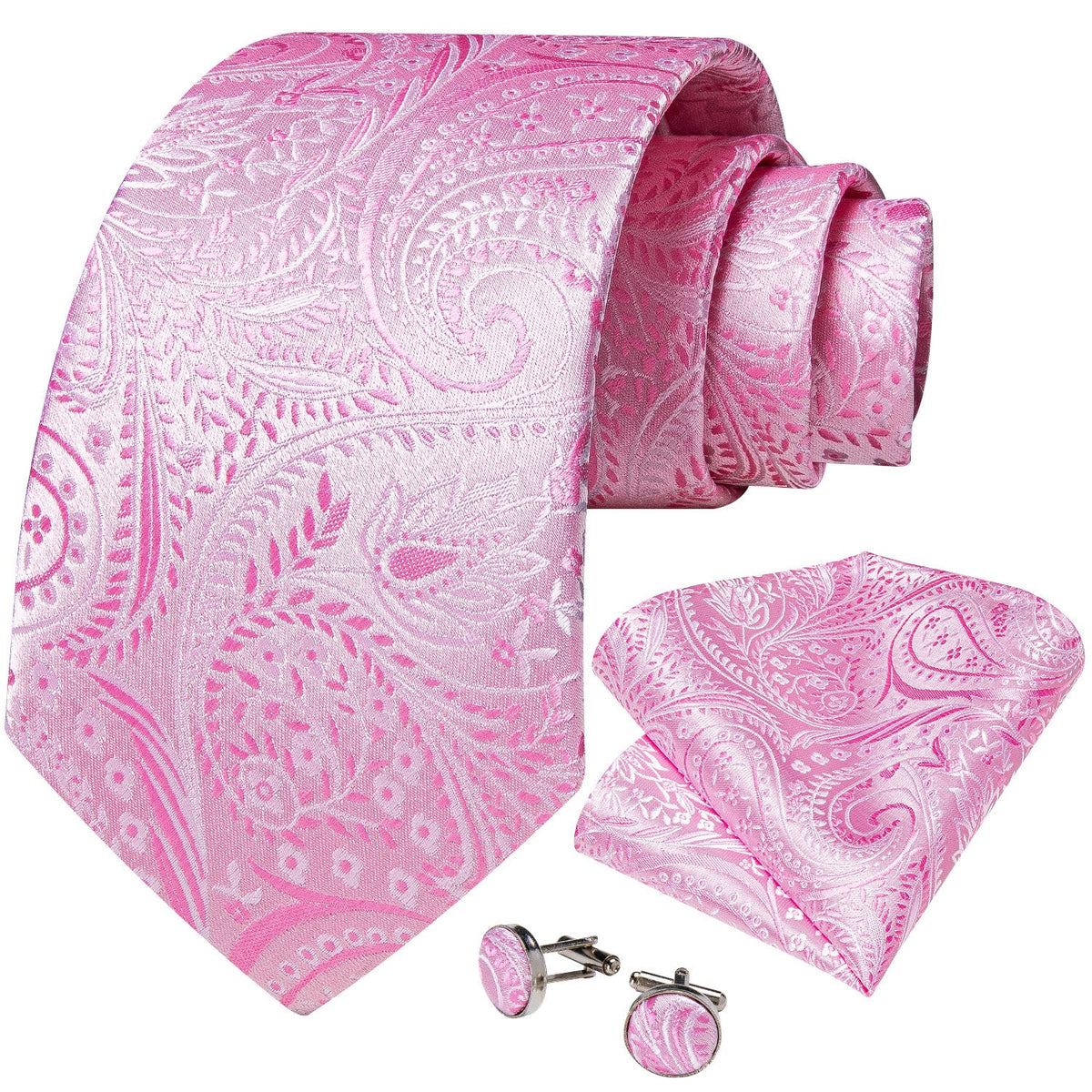 Gently Pink Tie, Pocket Square and Cufflinks – Sophisticated Gentlemen