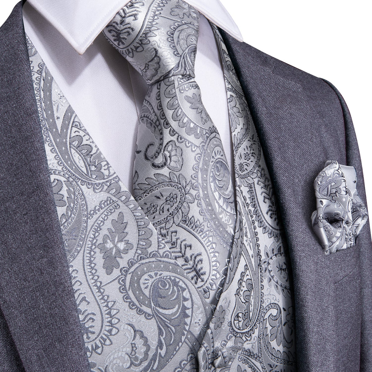 Silver Paisley Vest Set – Sophisticated Gentlemen