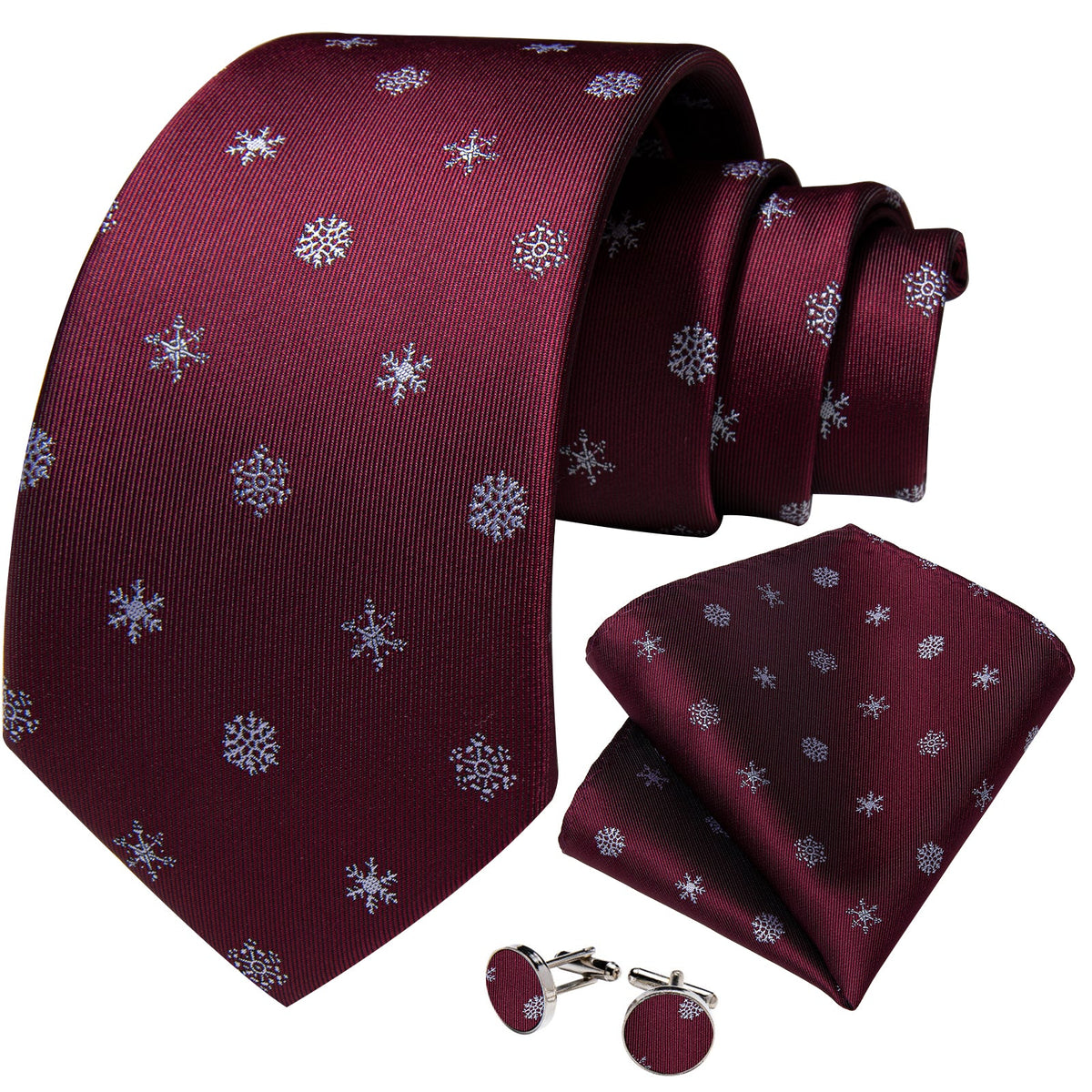 Burgundy Snowflakes Tie Set – Sophisticated Gentlemen