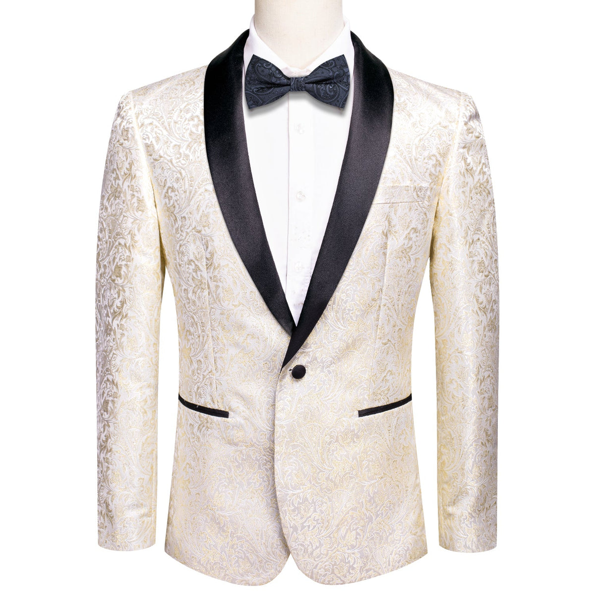 Champagne Embroidered Floral Tuxedo Jacket – Sophisticated Gentlemen
